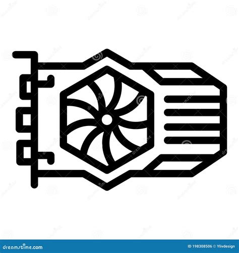 Digital Gpu Card Icon Outline Style Stock Vector Illustration Of Hardware Design 198308506