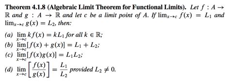 Solved I Need To Prove Part A Of The Algebraic Limit