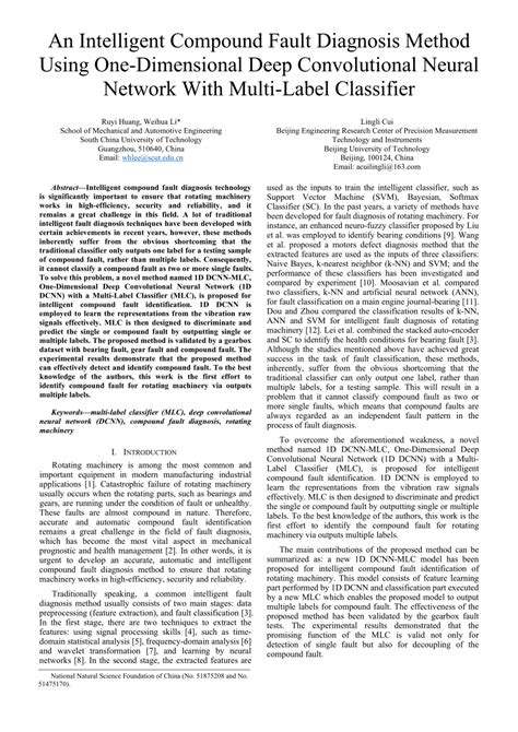 Pdf An Intelligent Compound Fault Diagnosis Method Using One Dimensional Deep Convolutional