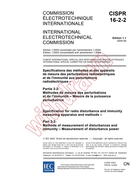 Cispr 16 2 2 2003 Specification For Radio Disturbance And Immunity Measuring Apparatus And Methods