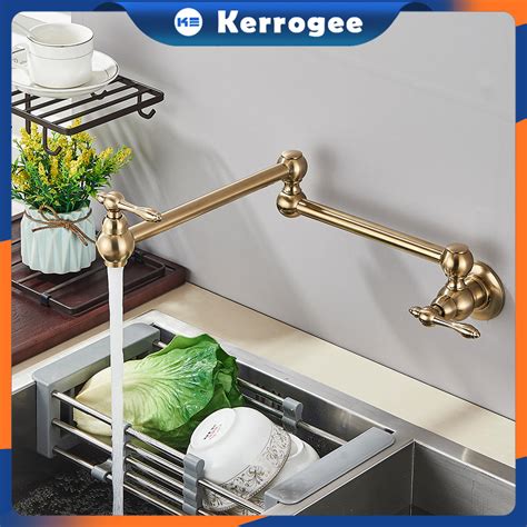 Jual Keran Wastafel Dinding Brushed Brass Keran Wastafel Cuci Piring Kran Air Wastafel Kran