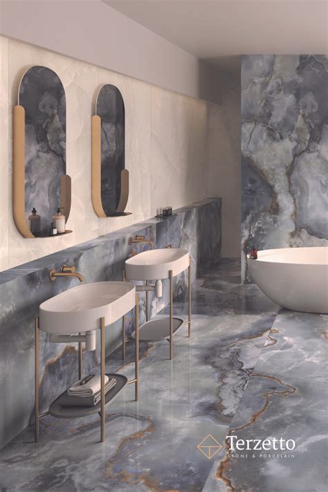 Magical Onyx Polished Blue Porcelain Tiles For Your Blue Bathroom