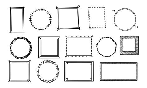 Premium Vector Hand Drawn Set Of Simple Frame And Border With