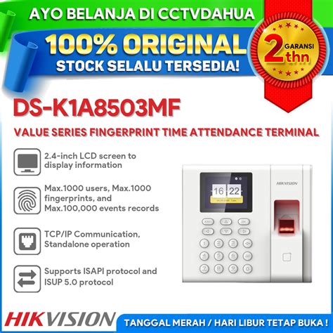 Jual Hikvision Ds K1a8503mf Value Fingerprint Time Attendance Terminal Shopee Indonesia