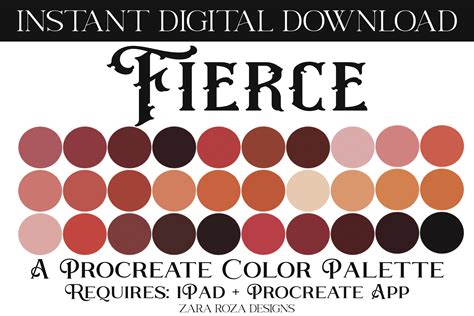 Fierce Procreate Color Palette Graphic By Zararozadesigns · Creative Fabrica