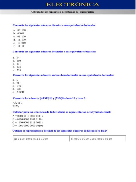 Conversión De Sistemas Numéricos Pdf