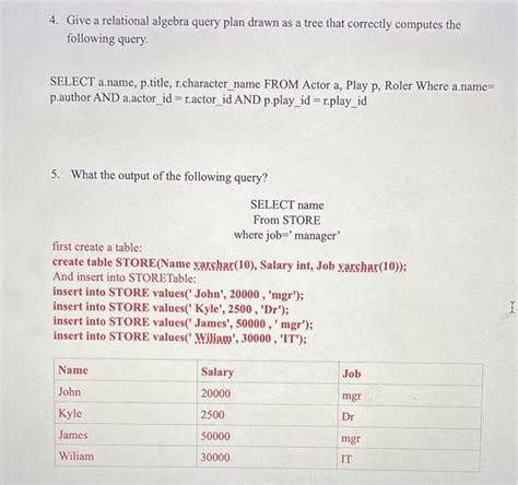 Solved 4 Give A Relational Algebra Query Plan Drawn As