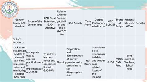 Gender And Development Plan And Budget Sample Pptx