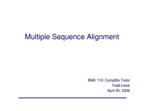 Multiple Sequence Alignment Computational Biology Tools Bme 110 Docsity