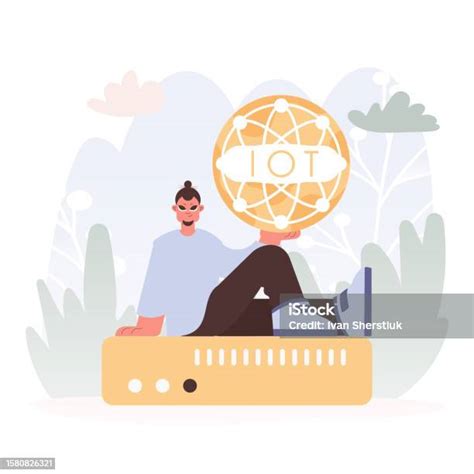 Iot 그림에 대한 핸들을 얻는 남자 내부 부품은 서버 구성의 중심을 차지하며 진보 된 시대의 상호 연결성과 기계적 변화를 상징합니다 개발에 대한 스톡 벡터 아트 및 기타