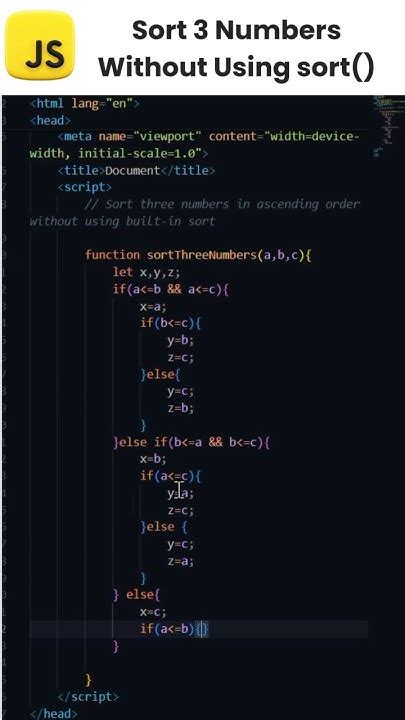 🔥javascript Interview Question Sort 3 Numbers Without Using Sort
