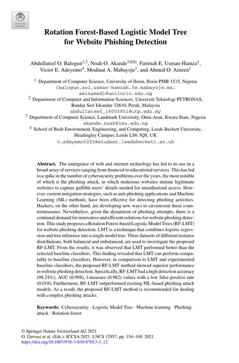 Pdf Rotation Forest Based Logistic Model Tree For Website Phishing Detection