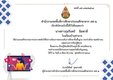 เกียรติบัตร ภรรณนรรณ หน้าหนังสือ 1 พลิก Pdf ออนไลน์ Pubhtml5