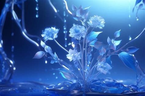 Digital Art Tree With Blue Flowers Art Graphic By Ranya Art Studio Creative Fabrica