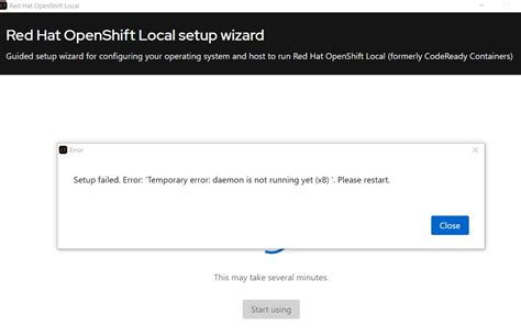 Setup Failed Error Temporary Error Daemon Is Not Running Yetx8
