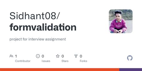 GitHub Sidhant Formvalidation Project For Interview Assignment