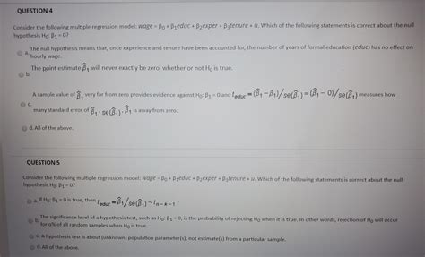 solved question 4 consider the following multiple regression