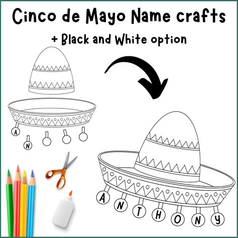 Cinco De Mayo Name Crafts Cinco De Mayo Hat Crafts Cinco De Mayo