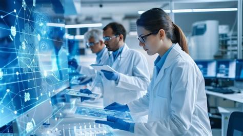 Premium Photo Team Of Scientists In Lab Coats Analyzing Data On Computer Screen