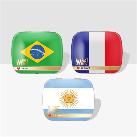 Impact Mints Limited Edition Flag Tins 14g Pack Of 3 Brazil Argent