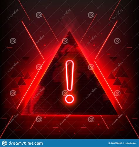 Attention Danger Hacking Neon Symbol On Red Map Background Security Protection Malware Hack
