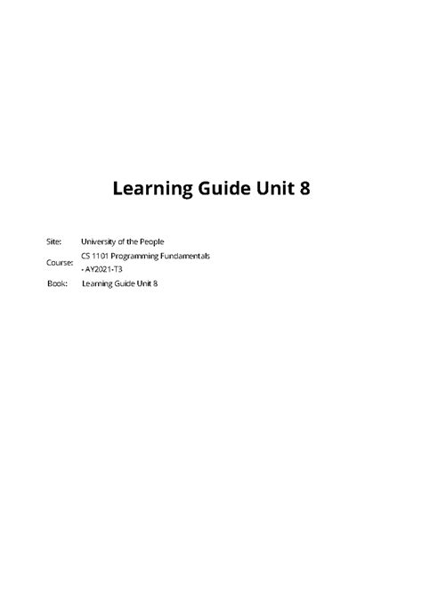 Cs 1101 Learning Guide Unit 8 Learning Guide Unit 8 Site