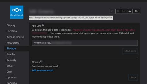 Error Restoring No Space Left On Device For App With Custom Storage Location Cloudron Forum