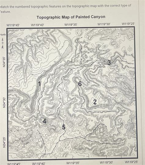 Solved Match The Numbered Topographic Features On The