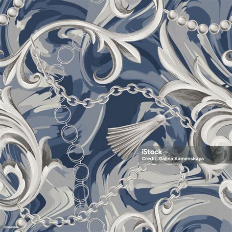 추상적인 브러시 스트로크소용돌이 텍스처와 혼합된 바로크 로코코 테두리 프레임 요소로 매끄러운 패턴 0명에 대한 스톡 벡터 아트 및 기타 이미지 Istock