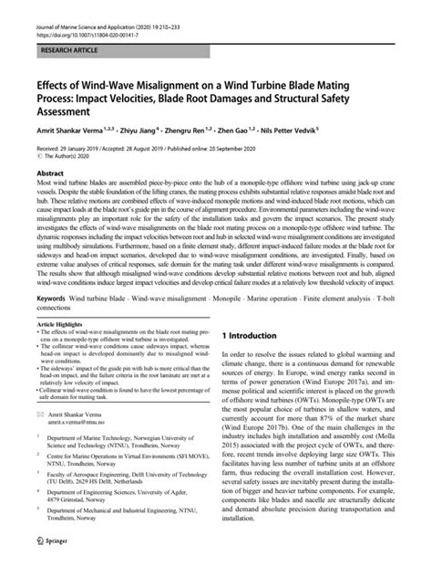 effects of wind wave misalignment on a wind turbine blade mating