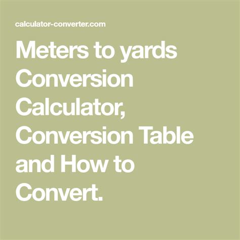 Convert Meters To Yards Easily