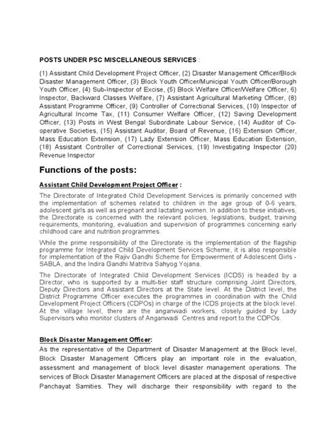 Posts Under Psc Miscellaneous Services Pdf Audit Welfare