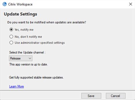 Configure Citrix Workspace Updates Citrix Workspace App For Windows
