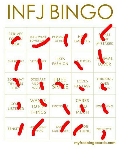 Infj Bingo Myers Briggs [mbti] Amino