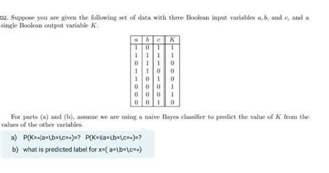 Solved 02 Suppose You Are Given The Following Set Of Data