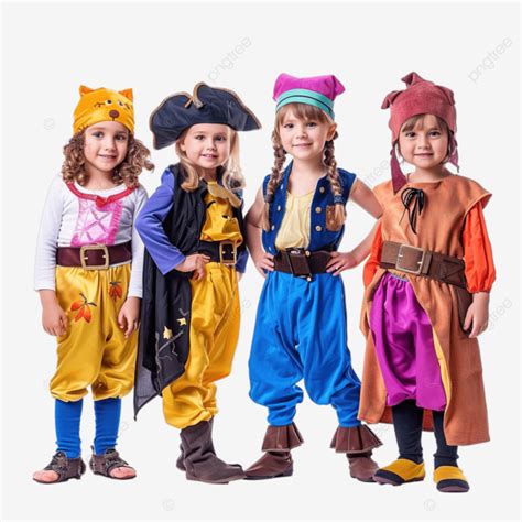 네 의상 키즈 그룹 할로윈 어린이 복장 Png 일러스트 및 이미지 에 대한 무료 다운로드 Pngtree