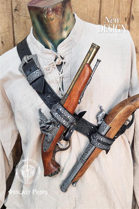 Edward Pirate Cosplay Baldric Leather Holster Pirate Belt Flintlock