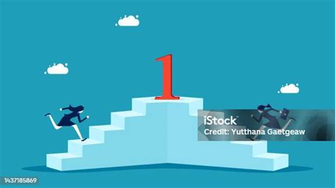 우수성을 위해 경쟁하십시오 사업가들은 1 위를 놓고 경쟁하기 위해 계단을 뛰어 올라갑니다 Championship에 대한 스톡 벡터 아트 및 기타 이미지 Istock