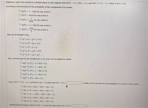 Solved Suppose U And V Are Events In A Sample Space S And Chegg Com