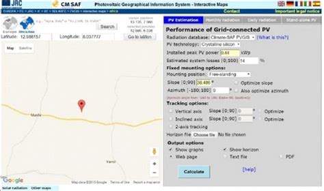 PV Calculator No Optimisation Of Angles EC 2012 Download Scientific Diagram