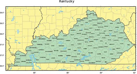 Counties Map Of Kentucky •