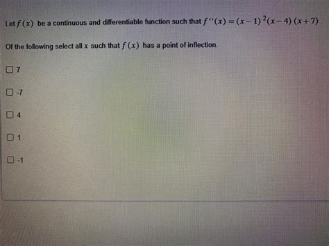Solved Let F X Be A Continuous And Differentiable Function Chegg