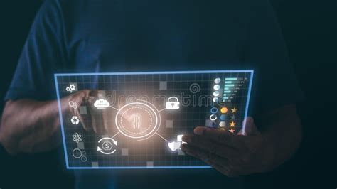 Young Businessman Scanning His Fingerprint To Enter The Security System Stock Image Image Of