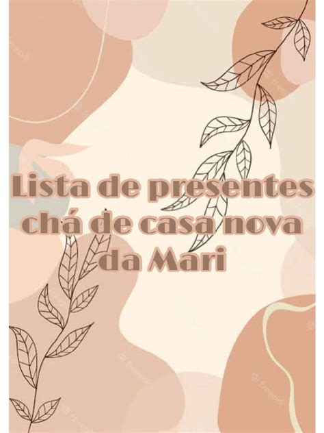Lista De Presentes Chá De Casa Nova Da Mari Pdf