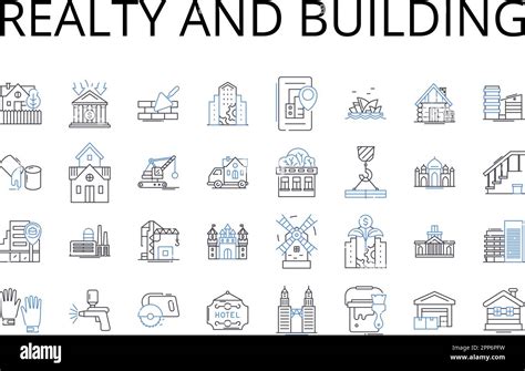Realty And Building Line Icons Collection Property And Estate Home And Shelter Dwelling And