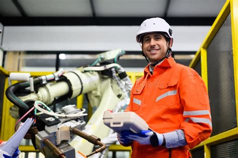 Smiling Portrait Of Robotics Engineer Working And Solving Problems