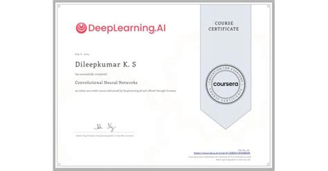 Dileepkumar Ks On Linkedin Completion Certificate For Convolutional