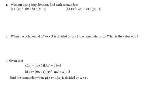 Solved Without Using Long Division Find Each Remainder Chegg
