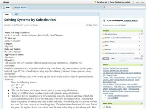 Solving Systems By Substitution Lesson Plan For 9th 10th Grade Lesson Planet