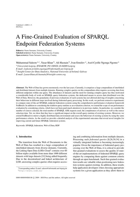 Pdf A Fine Grained Evaluation Of Sparql Endpoint Federation Systems